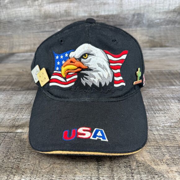 Global Traders | Accessories | Vintage Usa Hat Adjustable America Bald Eagle Cap With Pins ...